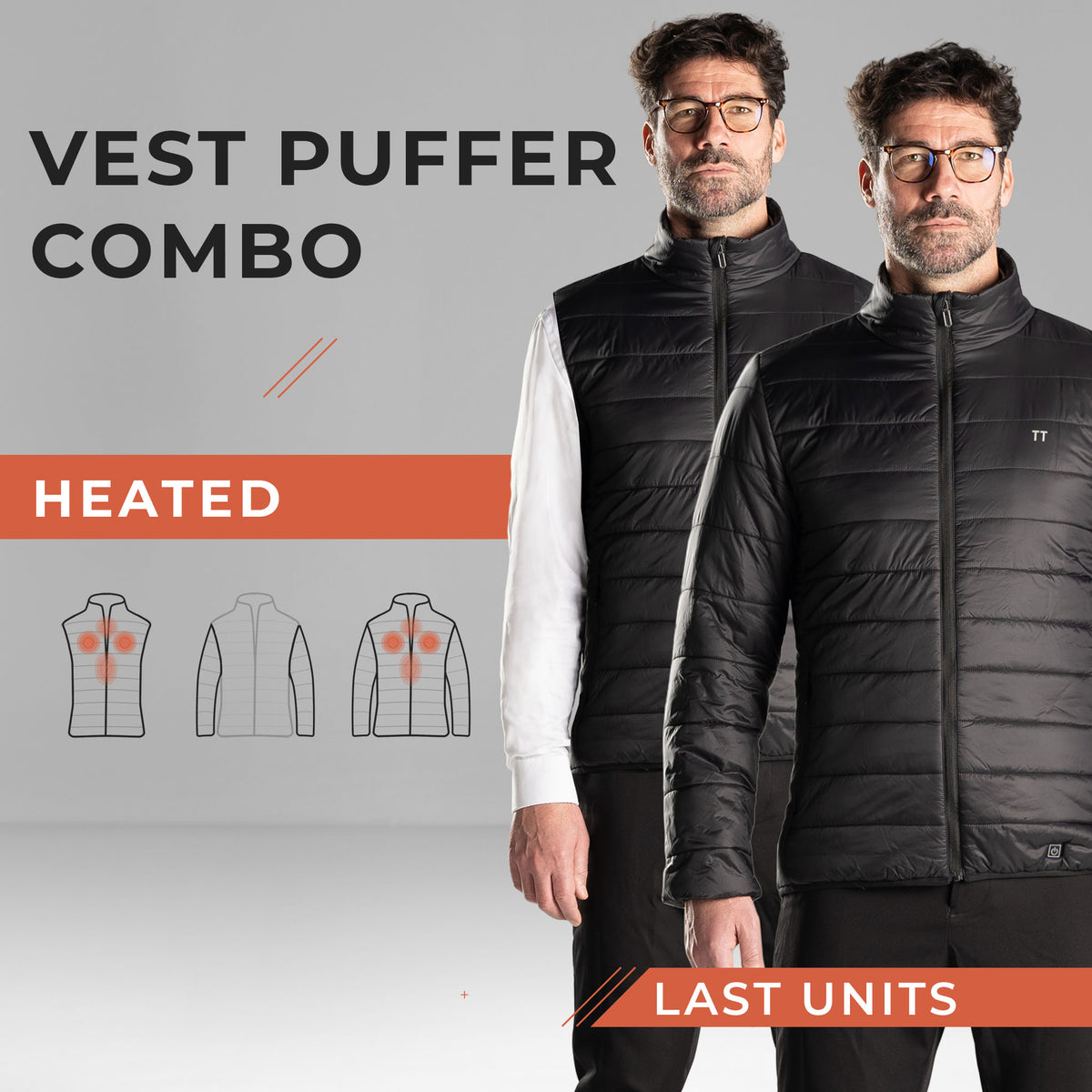 DarkHeat™ 4-Zone Smart Heated Puffer Vest Combo – TAFTAC